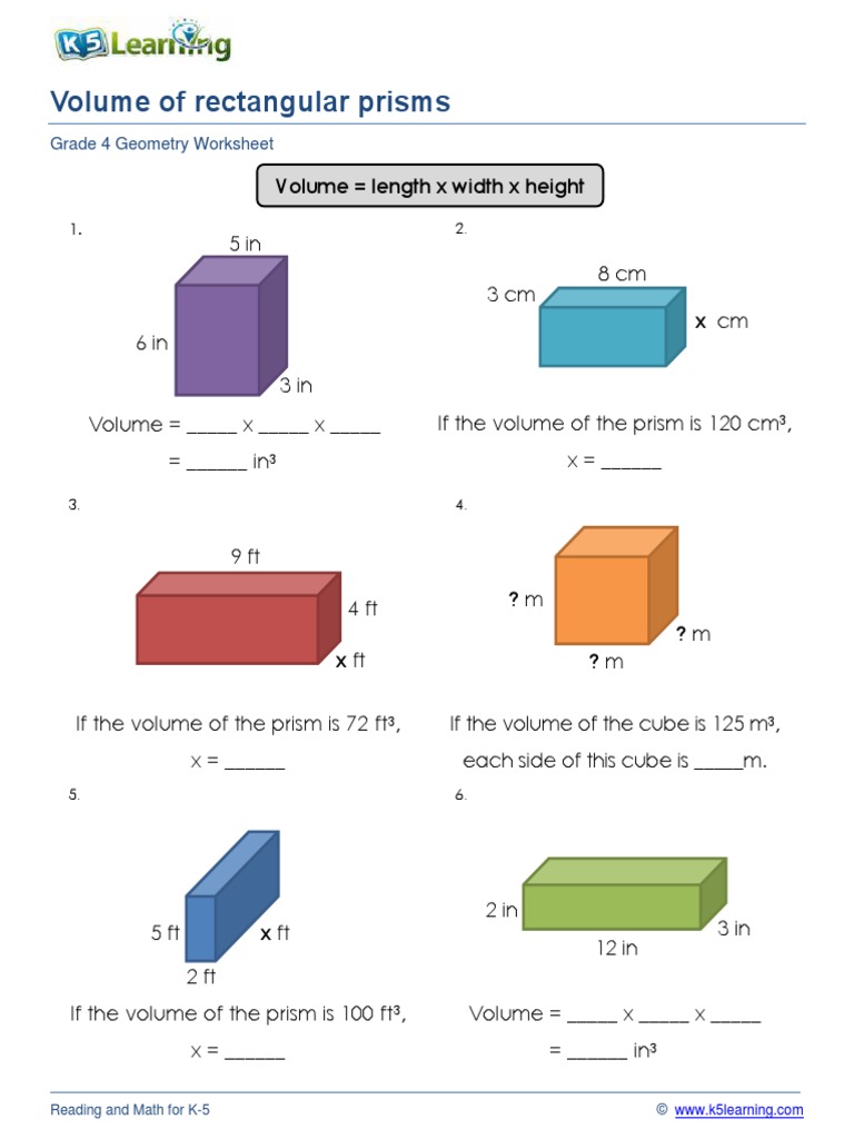 Volume of Rectangular Prisms: Volume Length X Width X Height | PDF