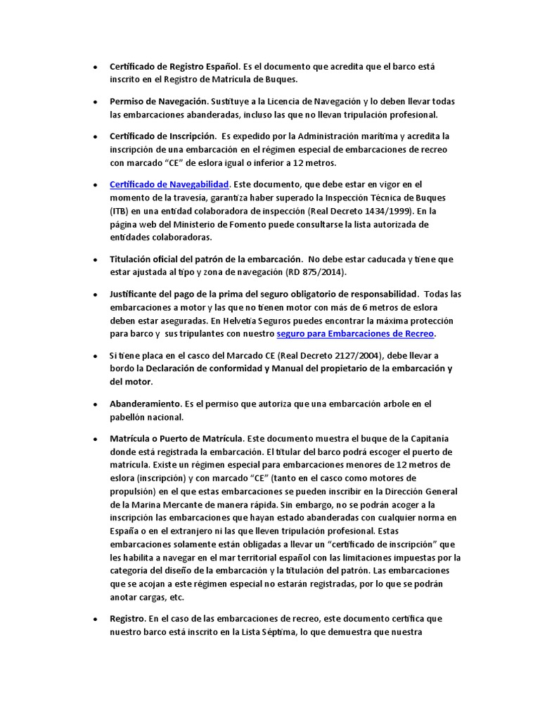 Documentacion Barco | PDF | Buques | Seguro