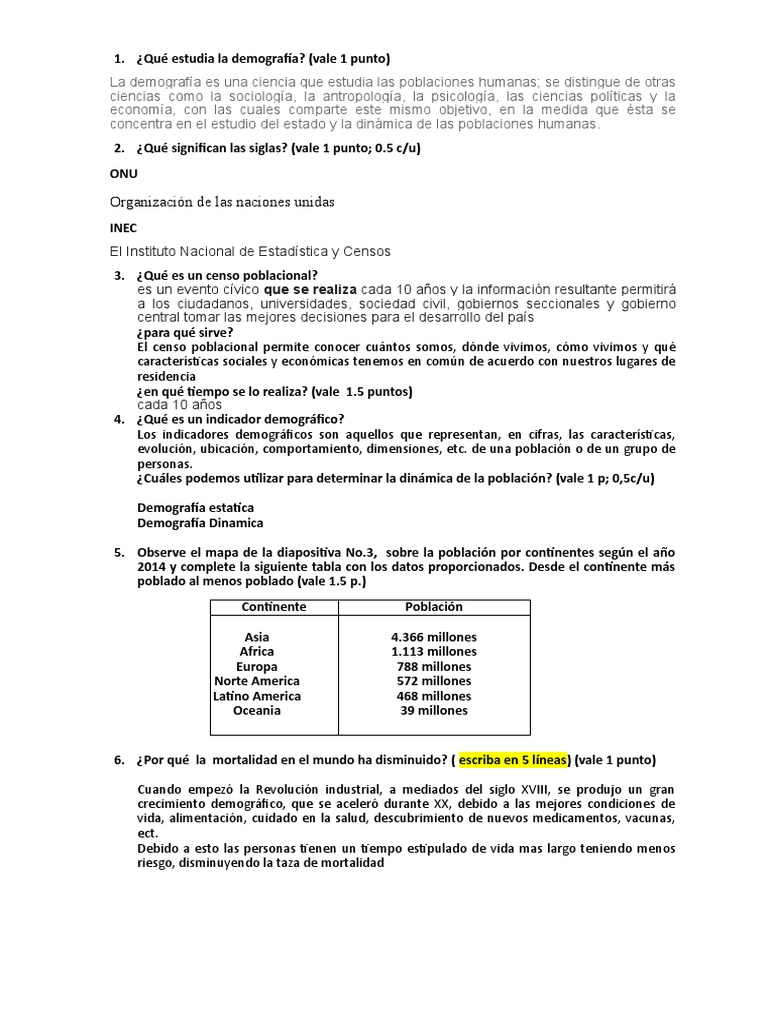 Tarea Sem. 1.2P. 1Q. La Población Mundial | PDF | Población | Demografía