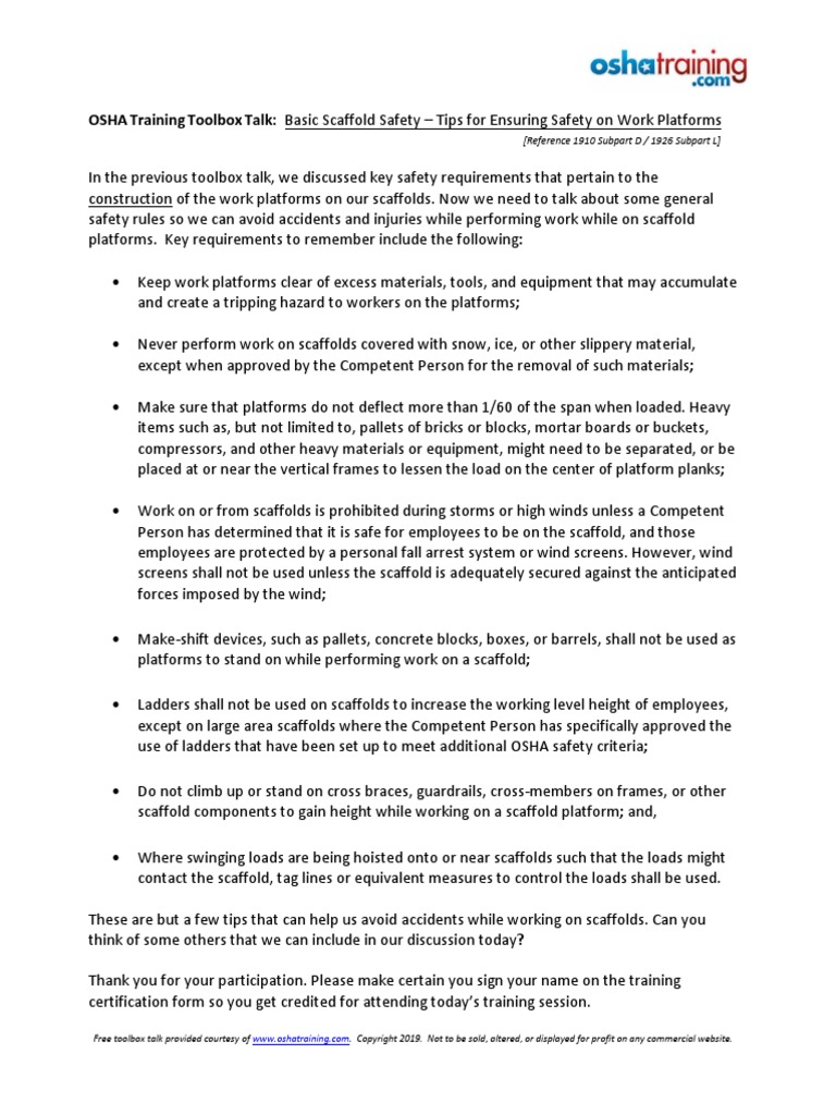TBT-Scaffolding Safety4 | PDF | Scaffolding | Occupational Safety And ...