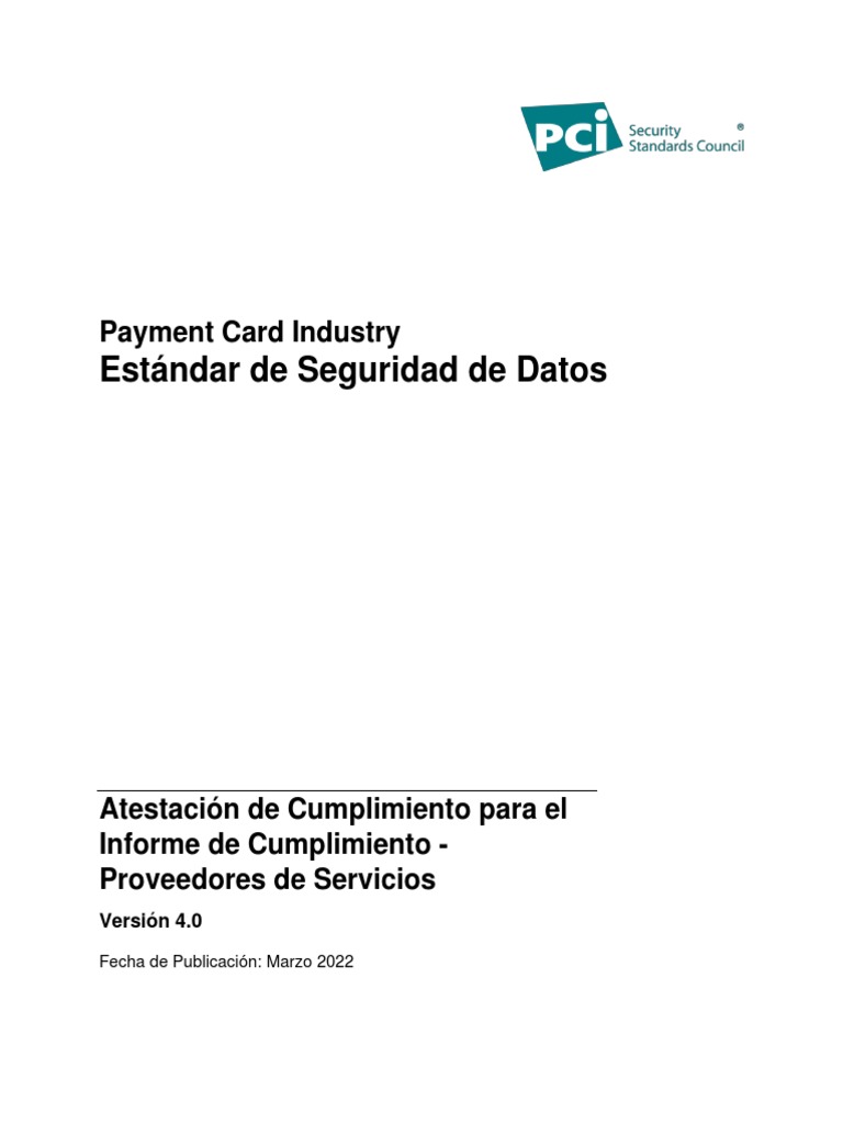 PCI DSS v4 - 0 ROC AOC Service Providers LA | PDF | Estándar de seguridad de datos de la ...