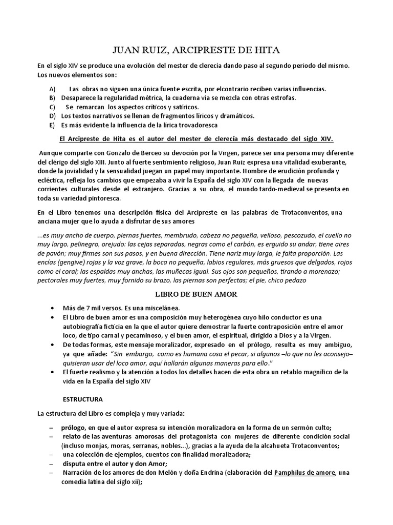 Juan Ruiz, Arcipreste de Hita | PDF | Literatura europea | Literatura latina