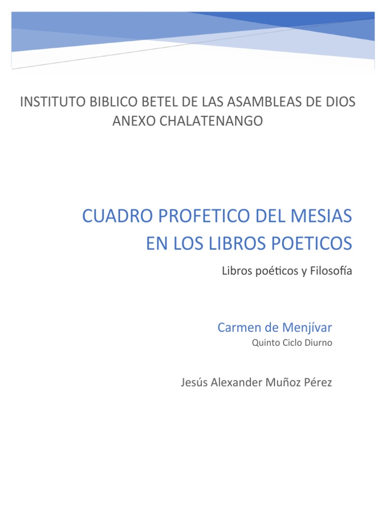Cuadro Profetico Del Mesias en Los Libros Poeticos: Instituto Biblico ...