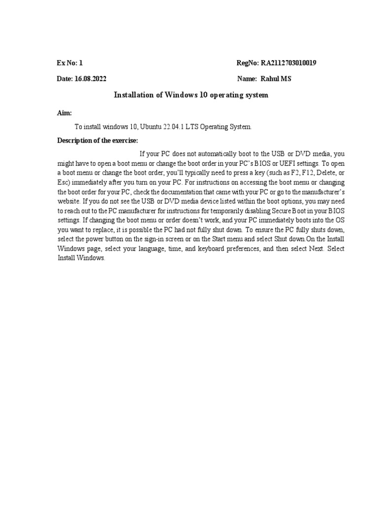 A Comprehensive Guide to Installing Windows 10, Ubuntu 22.04.1 LTS, and Configuring Dual Boot on ...