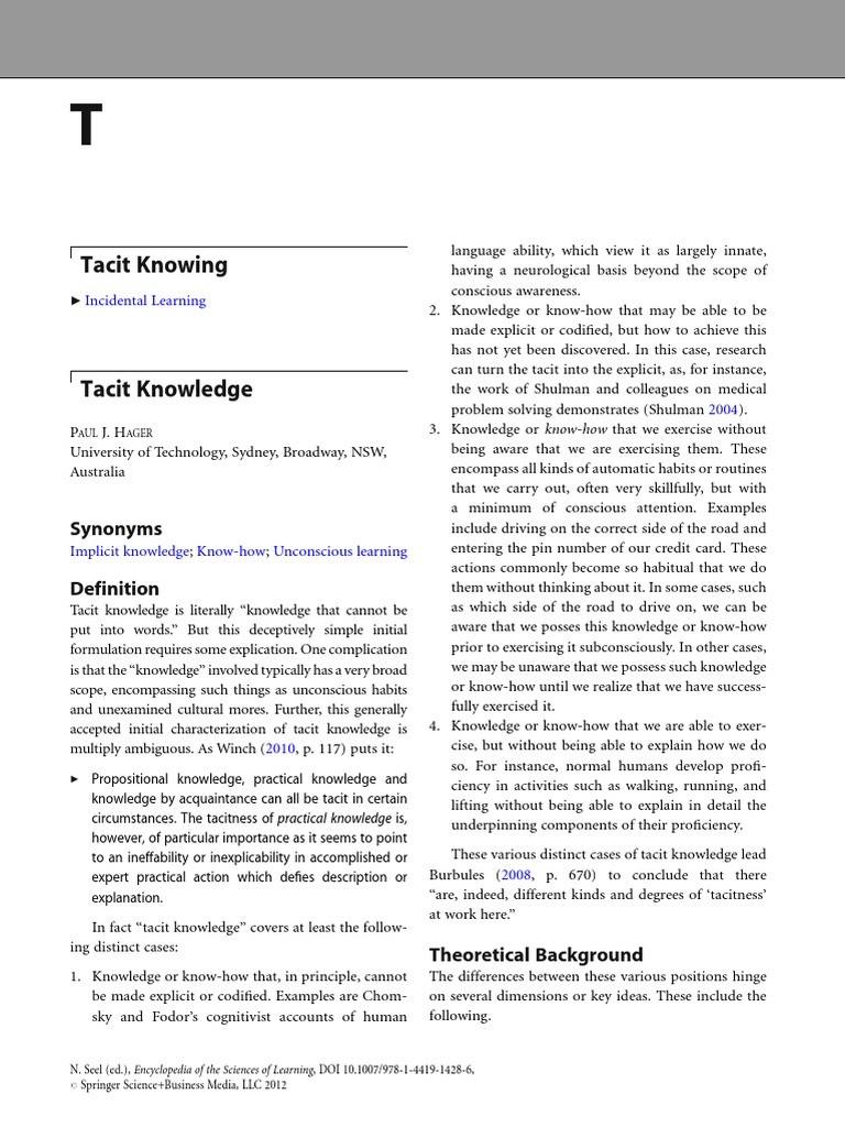 Two Factor Theory | PDF | Tacit Knowledge | Learning