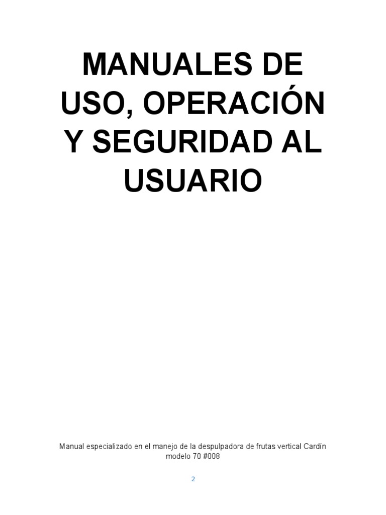 Manuales de Operacion, Uso y Seguridad MTTN | PDF