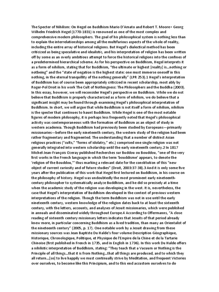 The Specter of Nihilism | PDF | Dialectic | Georg Wilhelm Friedrich Hegel