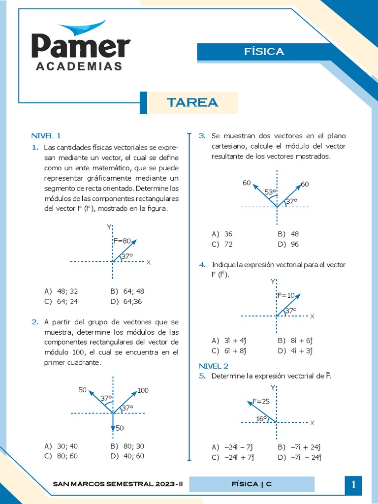 T - SMS - C - Fis - Vectores Método de La Descomposición Rectangular | PDF | Vector Euclidiano ...