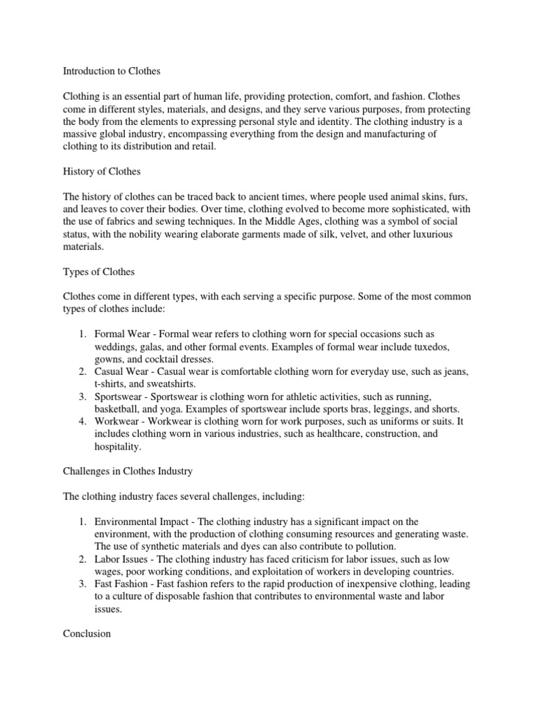 Clothes General Knowledge | PDF