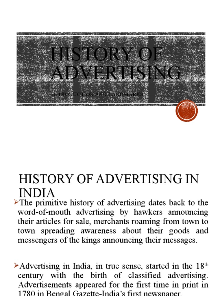 History of Advertising: Introduction and Landmarks | PDF | Advertising ...
