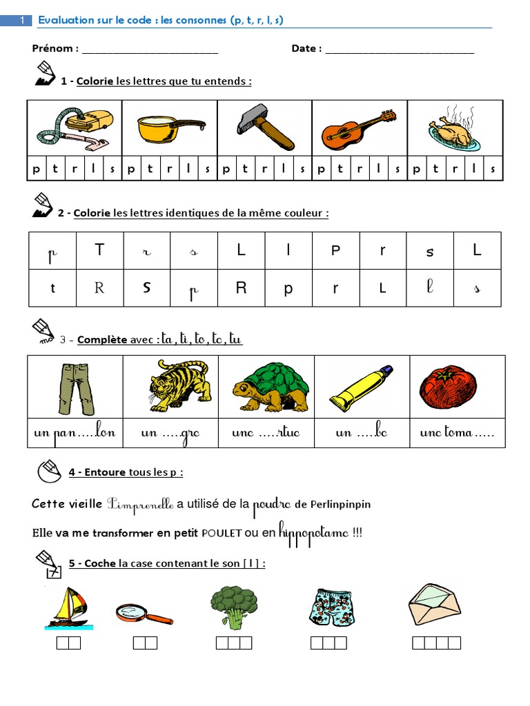 Eval 2 Lettres T P R L S | PDF