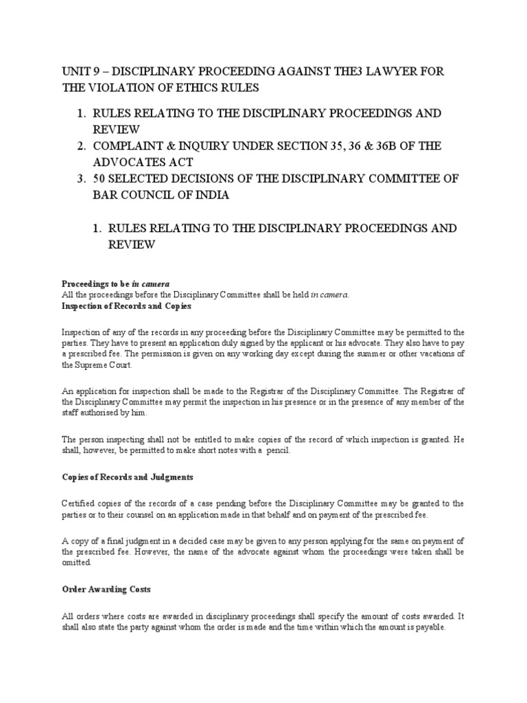 Unit 9 Disciplinary Proceedings | PDF | Advocate | Common Law