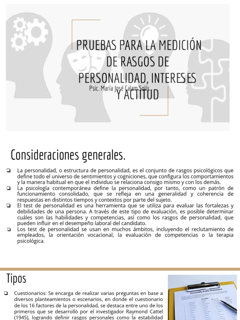 Pruebas para La Medición de Rasgos de Personalidad, Intereses y Actitud ...