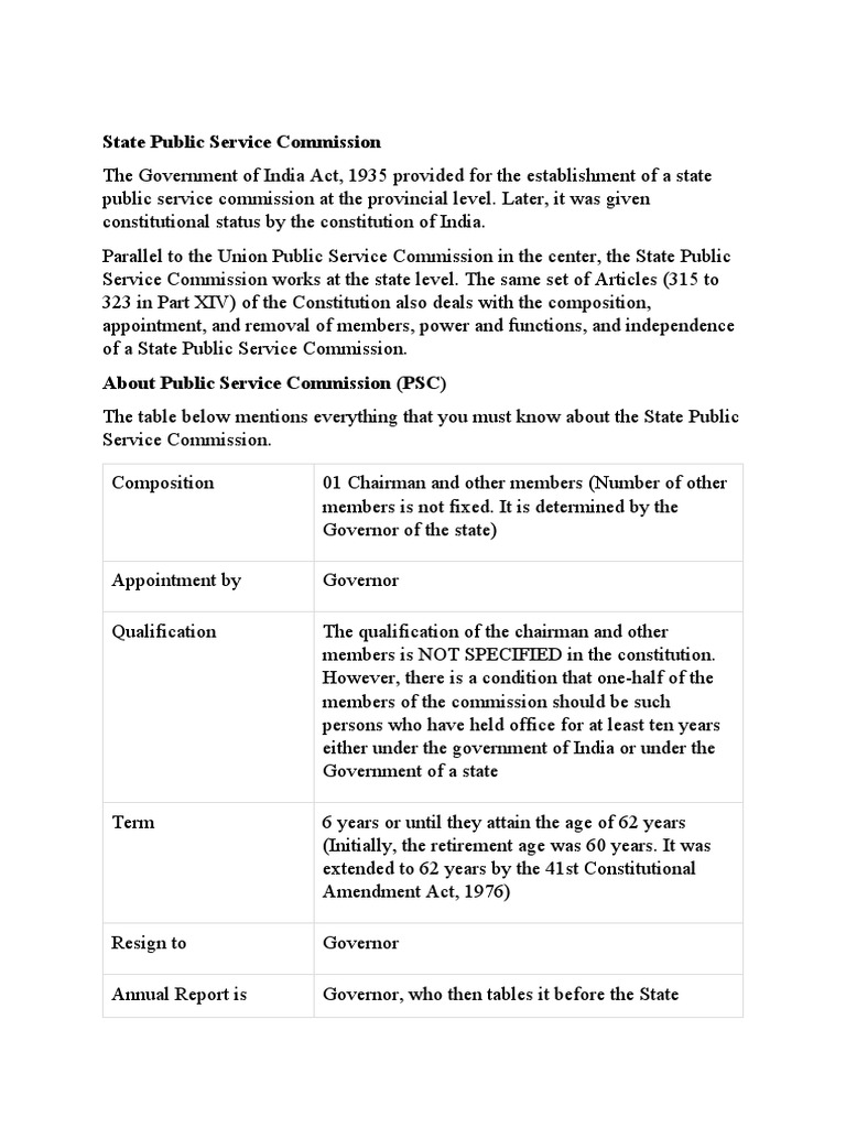 Overview of State Public Service Commission | PDF | Legal Documents ...