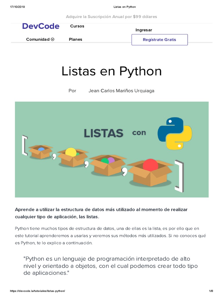 1571325674listas En Python Pdf Python Lenguaje De Programación 