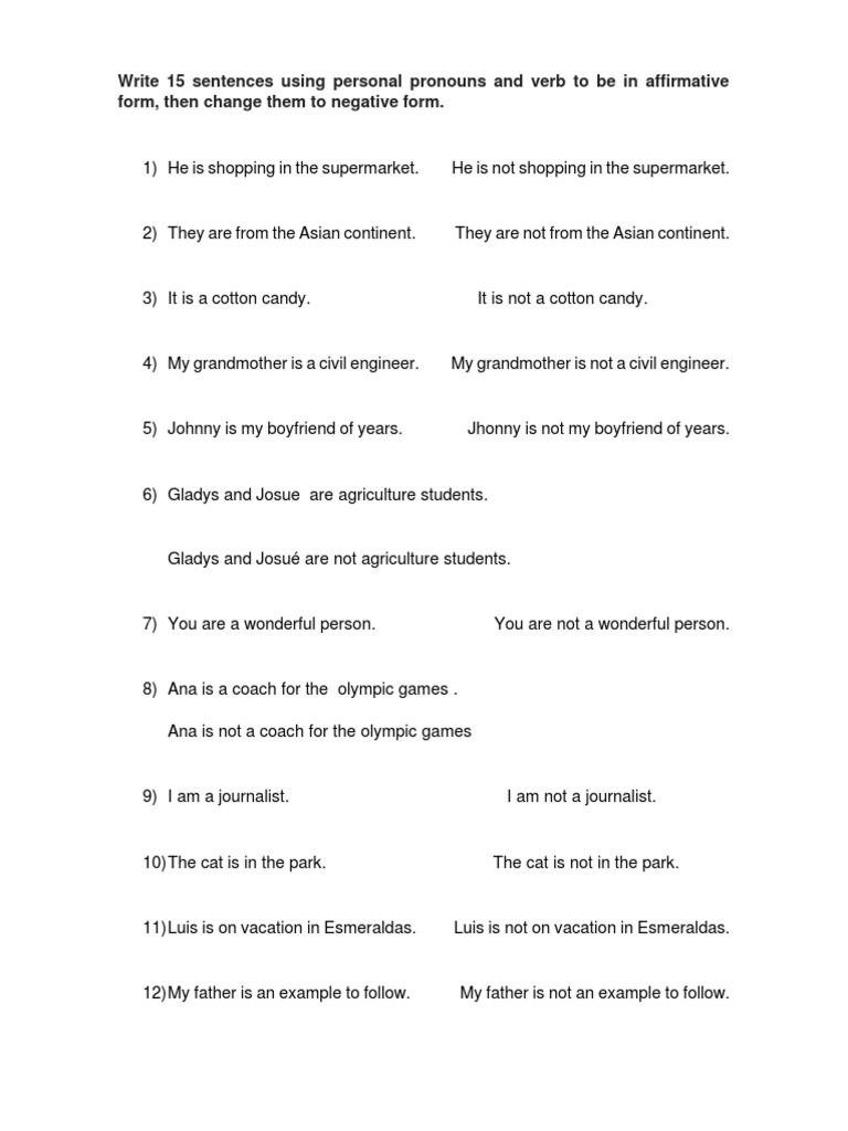 Sentences Containing Pronouns