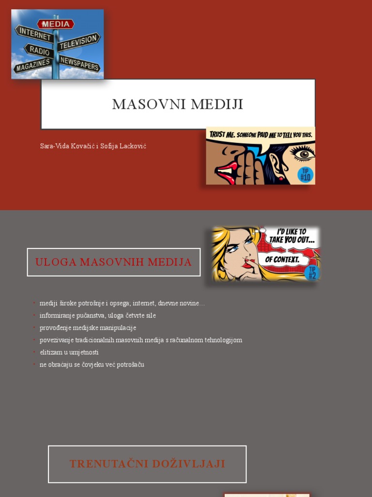 Masovni Mediji: Sara-Vida Kovačić I Sofija Lacković | PDF