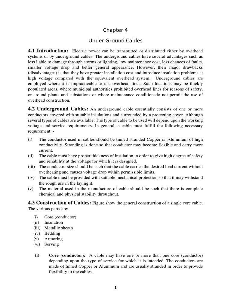 Under Ground Cables: Figure Show The General Construction of A Single Core Cable | PDF ...