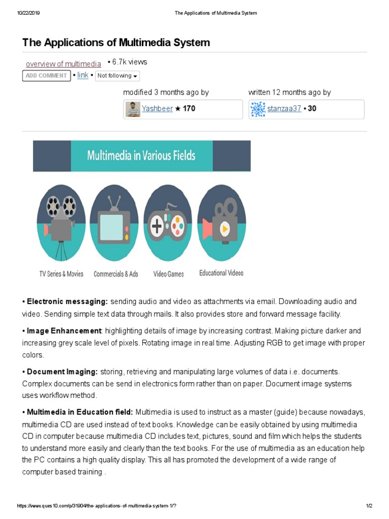 The Applications of Multimedia System | PDF | Multimedia | Information ...