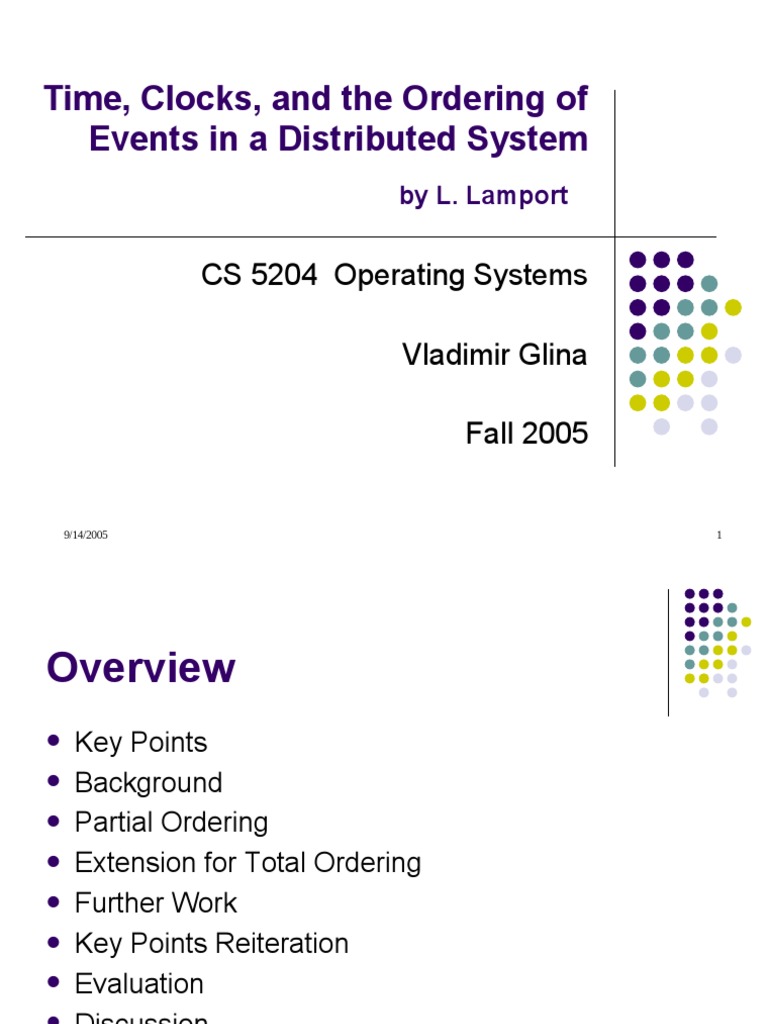 Time Clocks And The Ordering Of Events In A Distributed System Pdf Applied Mathematics