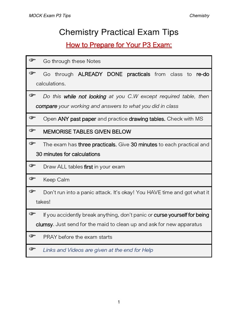 Chemistry Practical Exam Preparation Tips | PDF | Salt (Chemistry ...