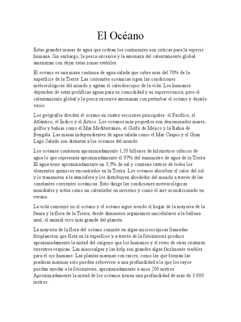 El Océano | PDF | Océanos | océano Atlántico