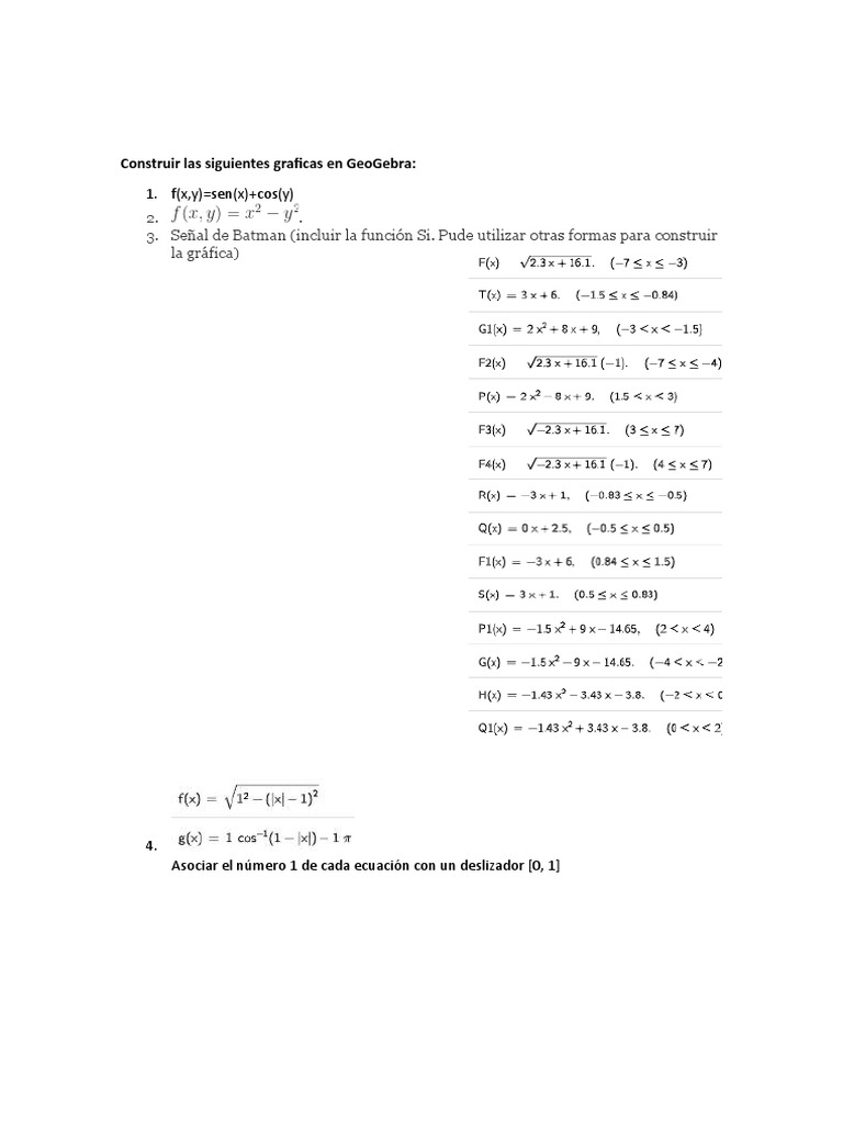 Construir Las Siguientes Graficas En Geogebra Pdf