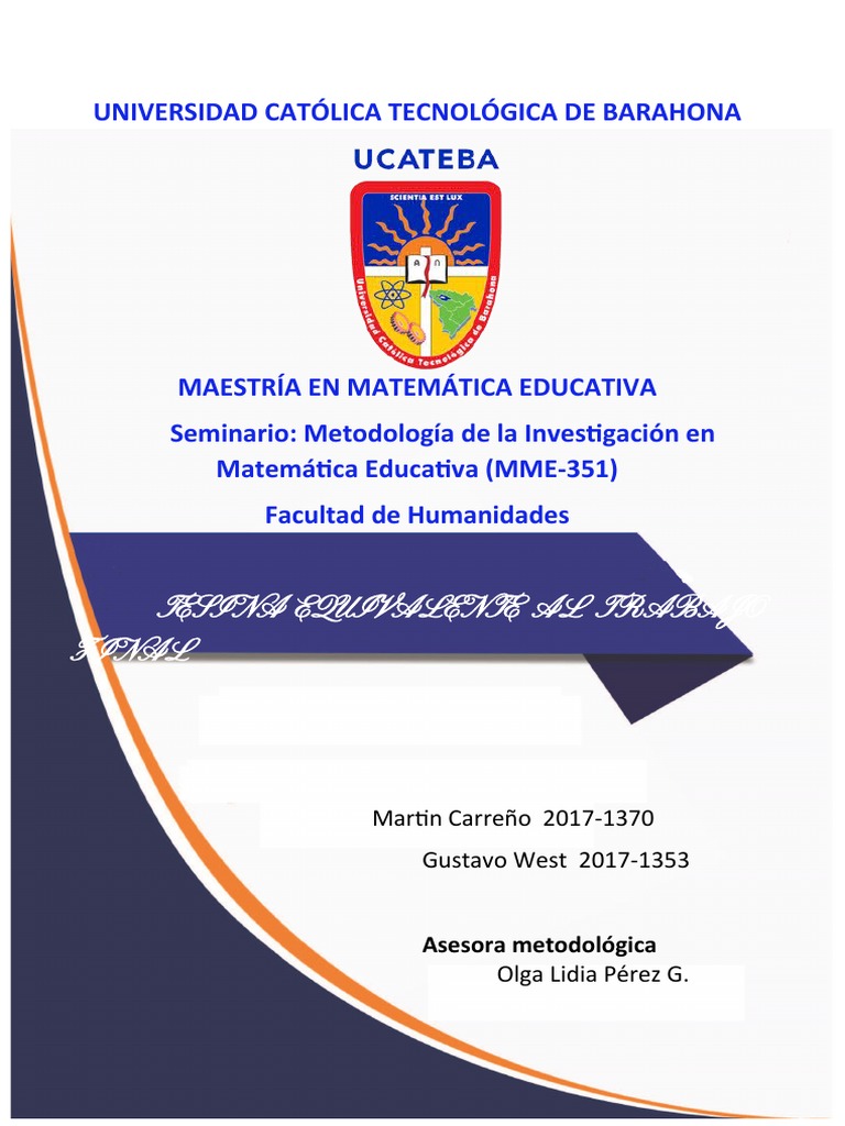Tesina Ucateba | PDF | Plan de estudios | Programa para la Evaluación ...