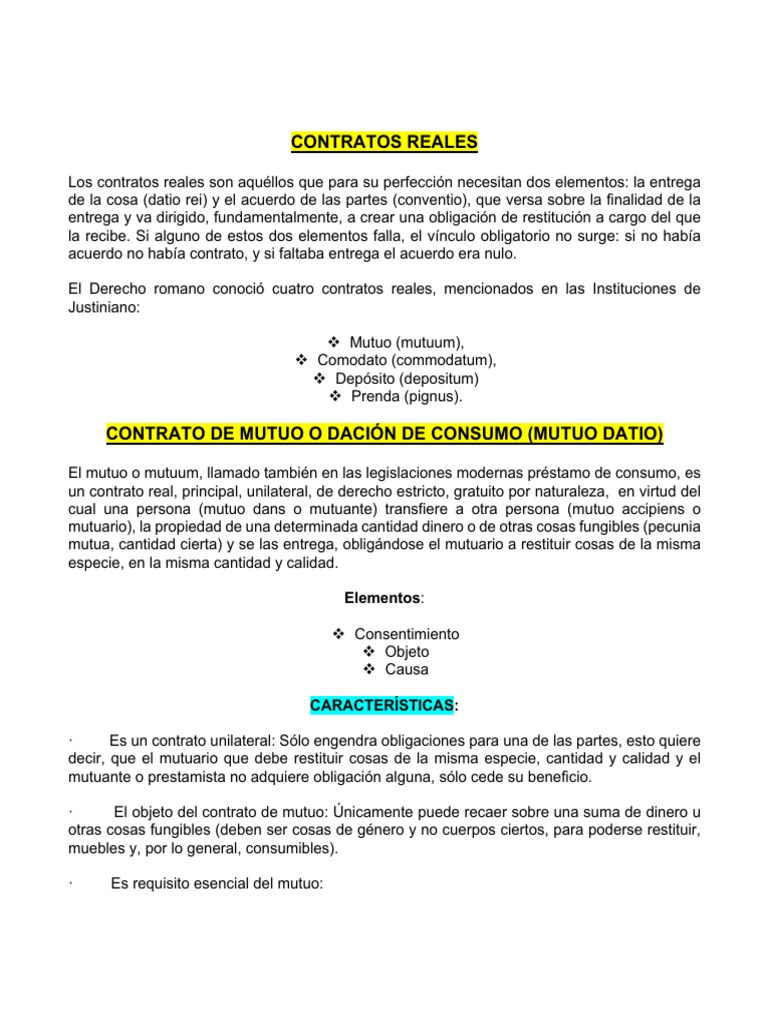 Contratos Reales en Derecho Romano | PDF | Business | Derecho privado