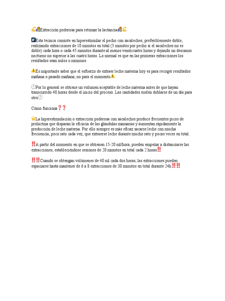 Extracción Poderosa para Retomar La Lactancia | PDF