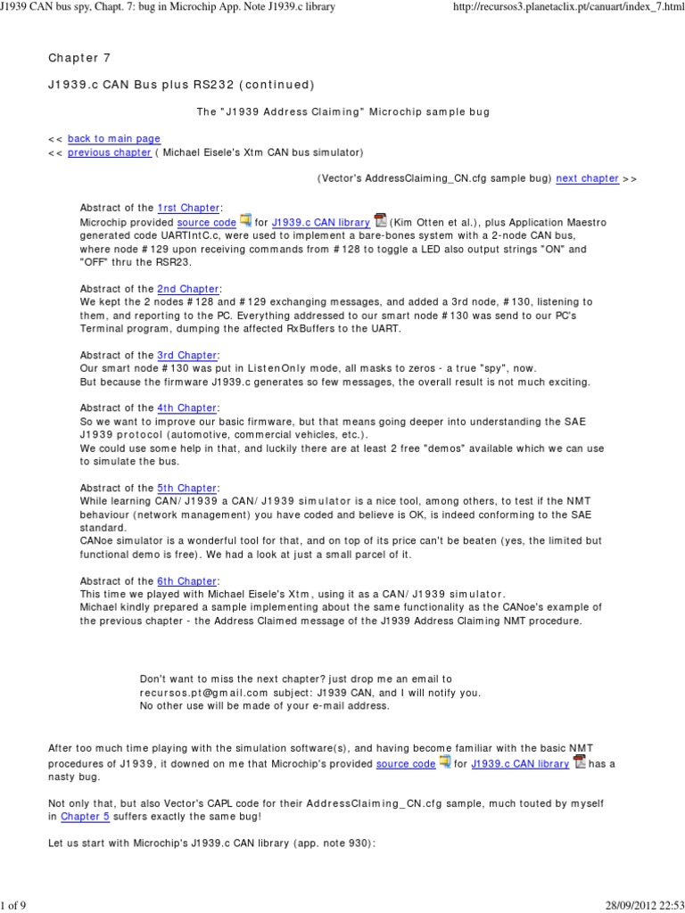 J1939.c CAN Bus Plus RS232 (Continued) : The "J1939 Address Claiming" Microchip Sample Bug | PDF ...