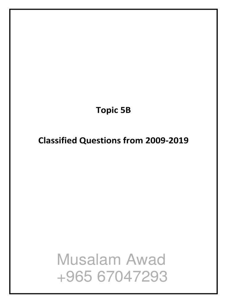 Topic 5B Markscheme | PDF