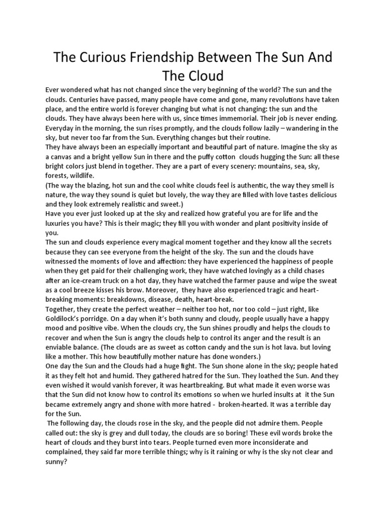 The Curious Friendship Between The Sun and The Cloud | PDF | Sky