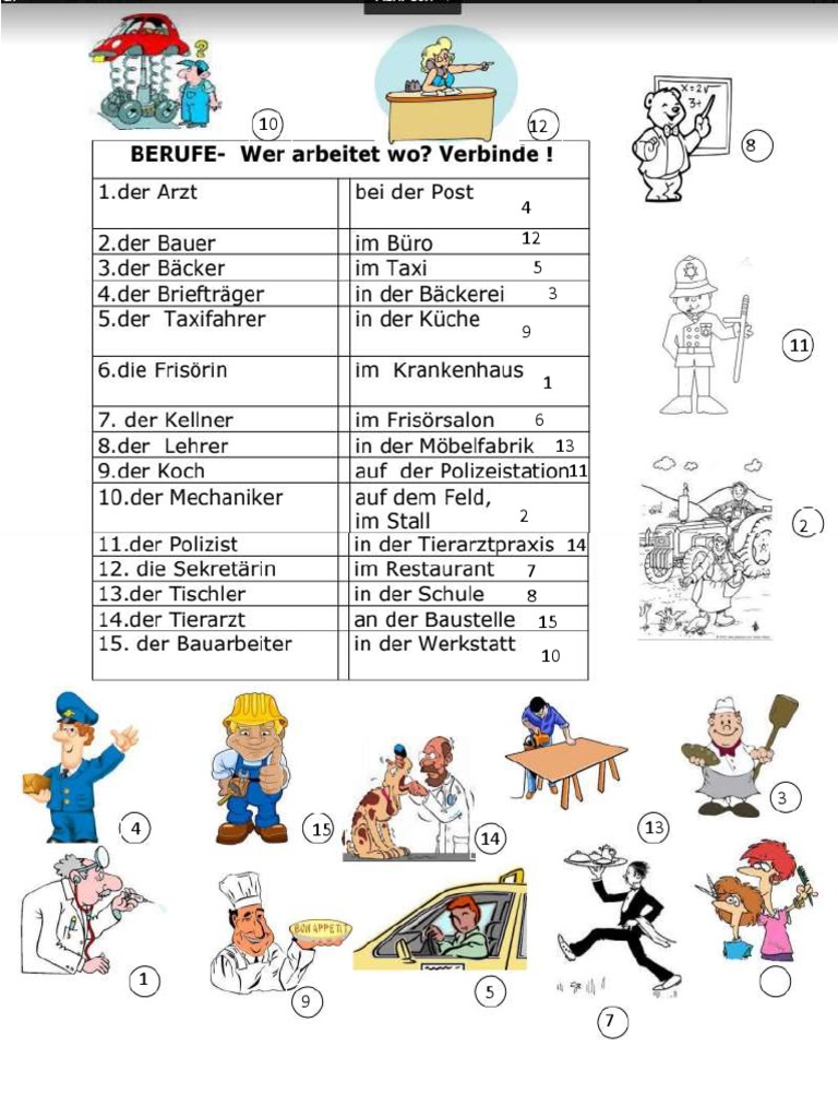 Berufe 2 Arbeitsblatter | PDF