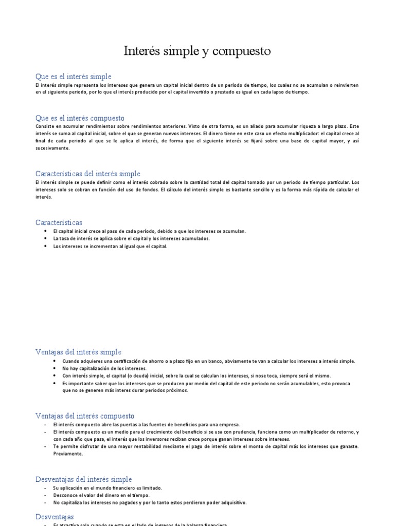 Interés Simple y Compuesto | PDF | Interés | Interés compuesto