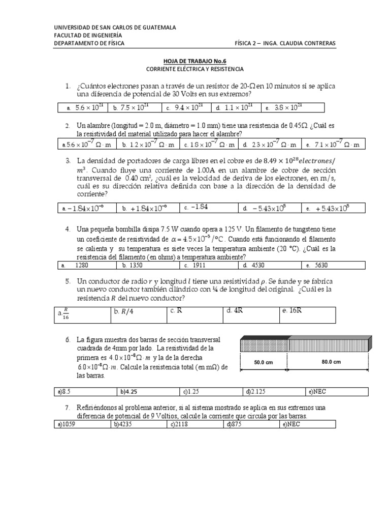 HT-6-1S-2023 CorrienteResistencia | PDF | Resistor | Física