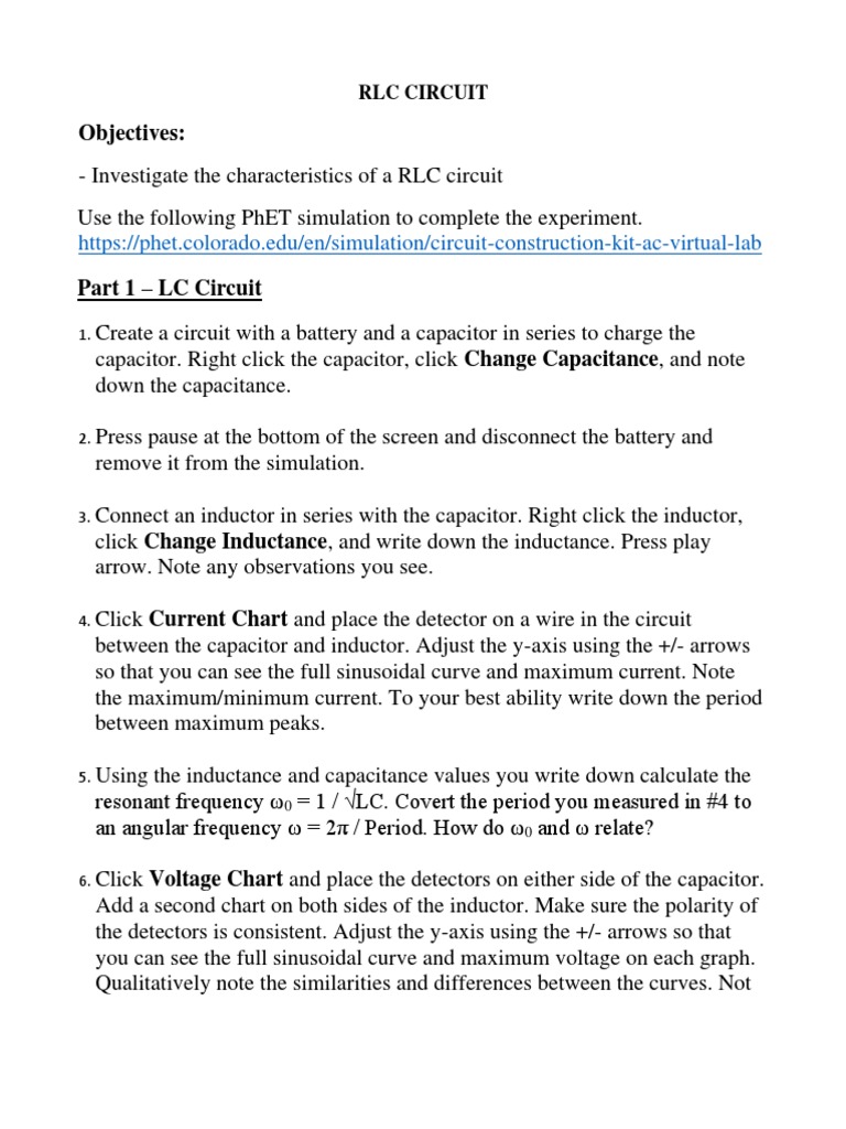 EXPERIMENTO # 8 Circuito RCL | PDF | Capacitor | Electrical Network
