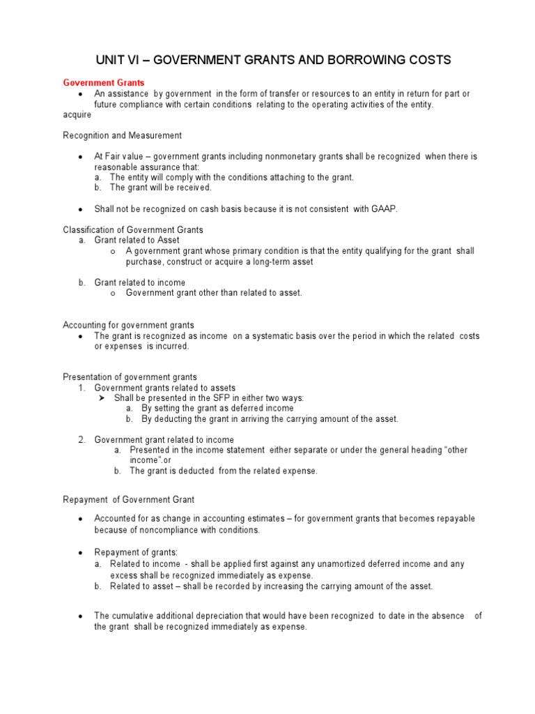 Government Grants and Borrowing Costs Guide | PDF | Cost | Expense