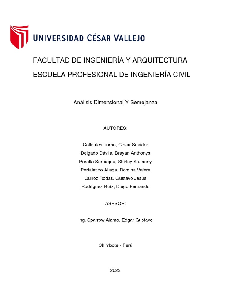 Informe 1 + Analisis Dimensional y Semejanza + Grupo 6 | PDF | Fuerza ...