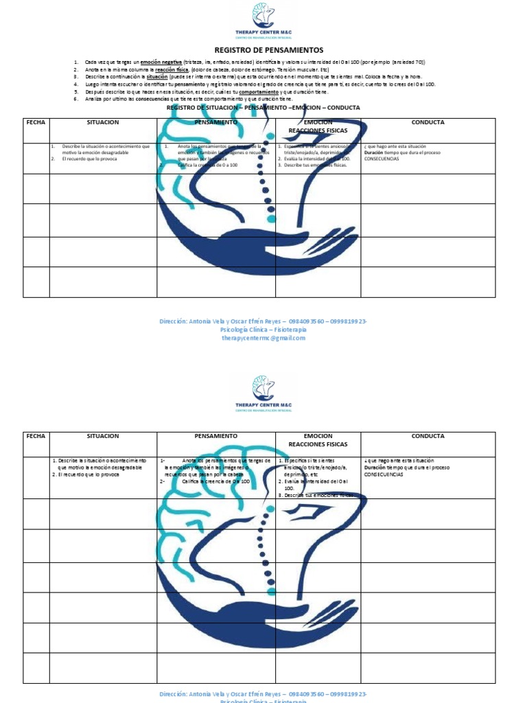 Rellenar Registro De Pensamientos Pdf Ansiedad Las Emociones