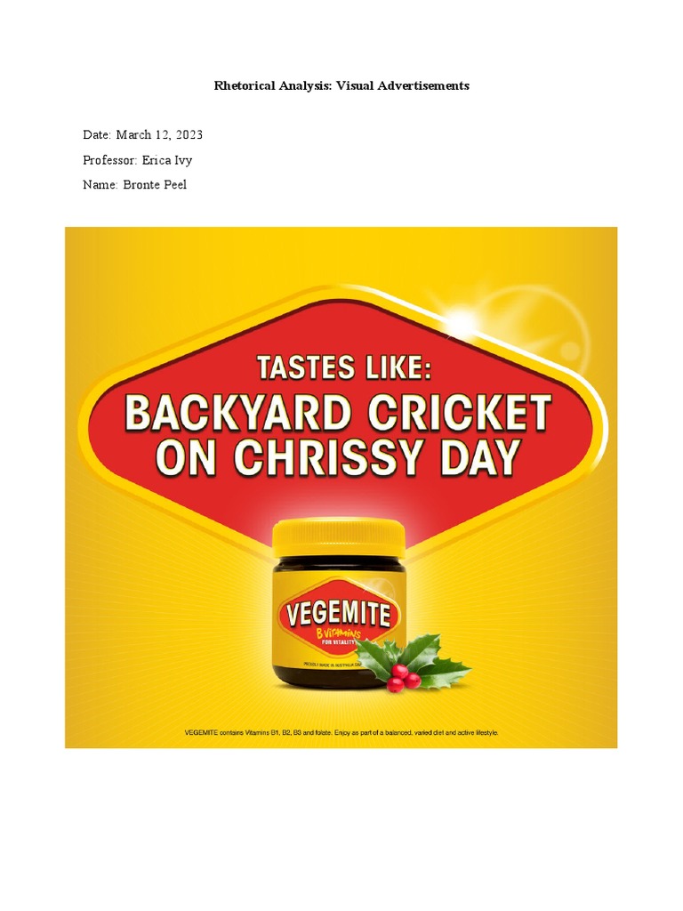 Rhetorical Analysis of Vegemite Ad | PDF | Advertising | Communication