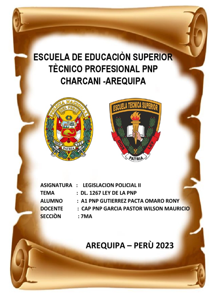 Escuela de Educaciòn Superior Tècnico Profesional PNP Charcani - Arequipa | PDF