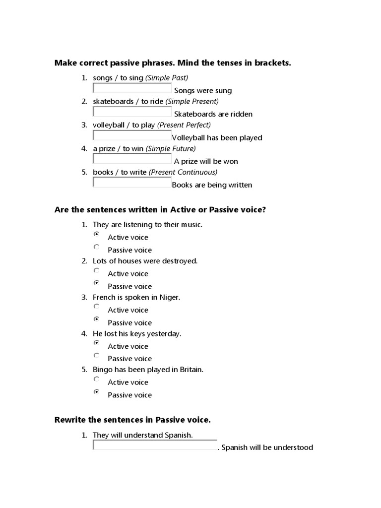 Passive Voice Practice: Converting Sentences to Passive Form with ...