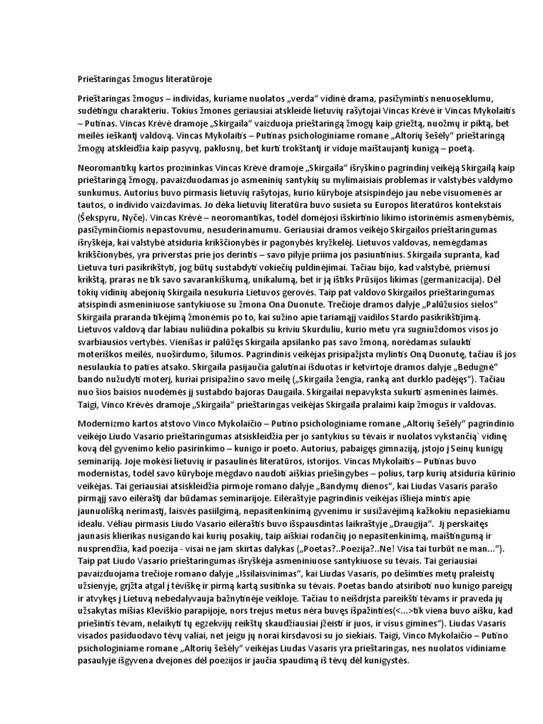 Priestaringas Zmogus Literatūroje | PDF