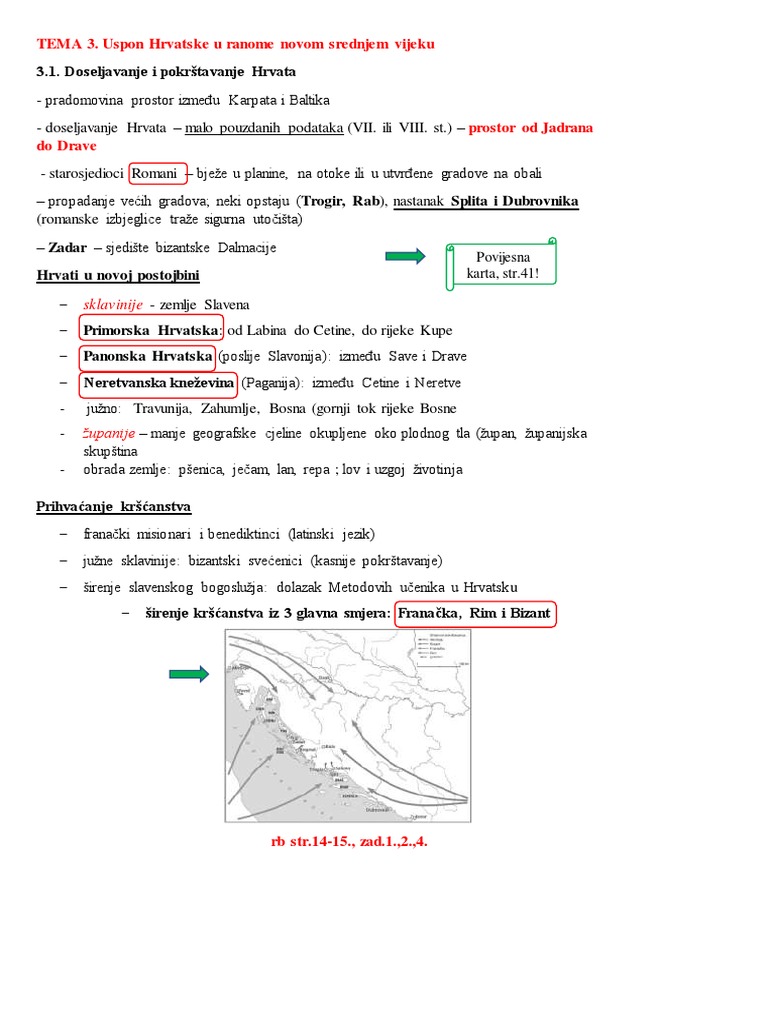 PRIPREMA ZA PISANU PROVJERU ZNANJA Tema 3.uspon Hrvatske U Ranome Srednjem Vijeku Natuknice ...