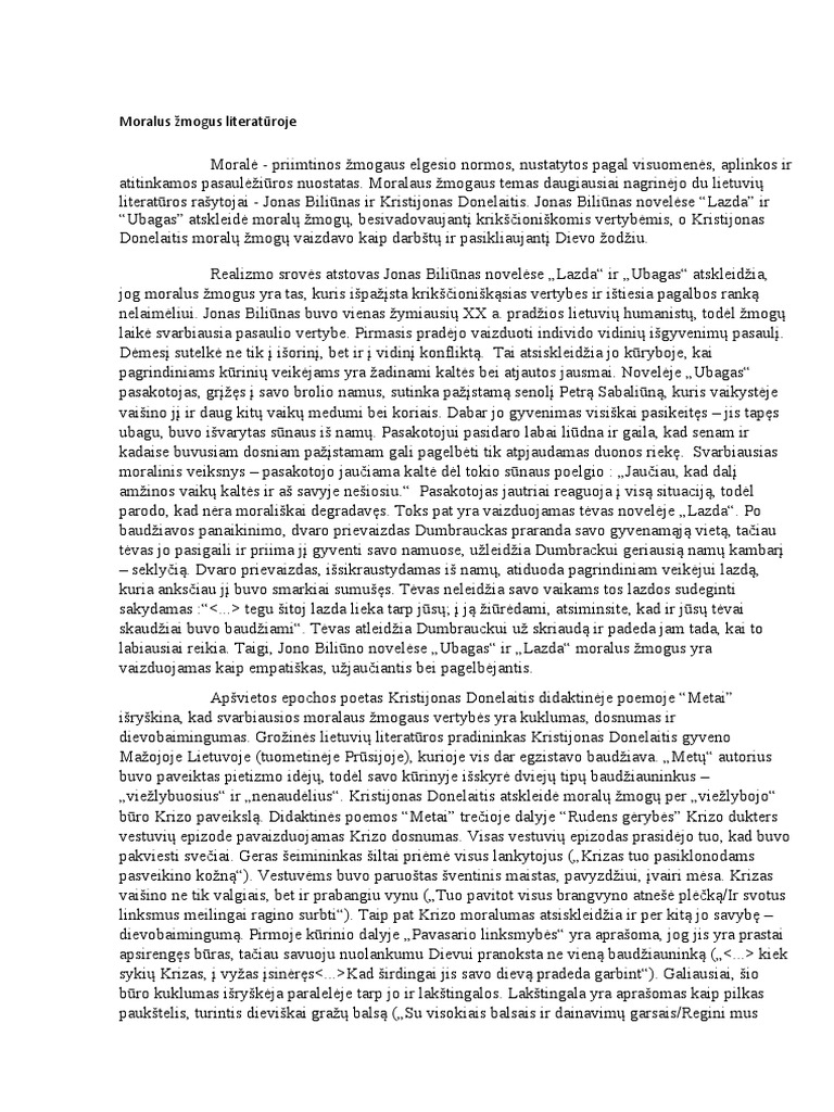 Moralus Zmogus Literaturoje | PDF