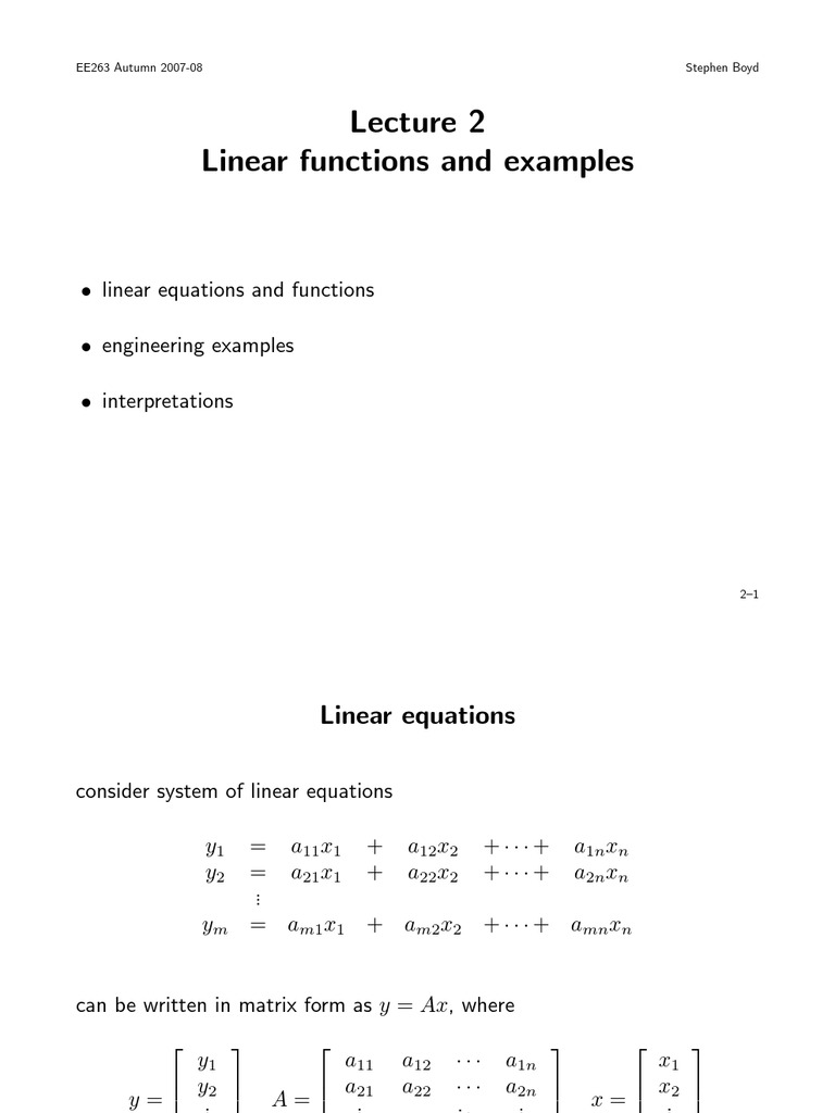 Linear Equations and Functions - Engineering Examples - Interpretations ...