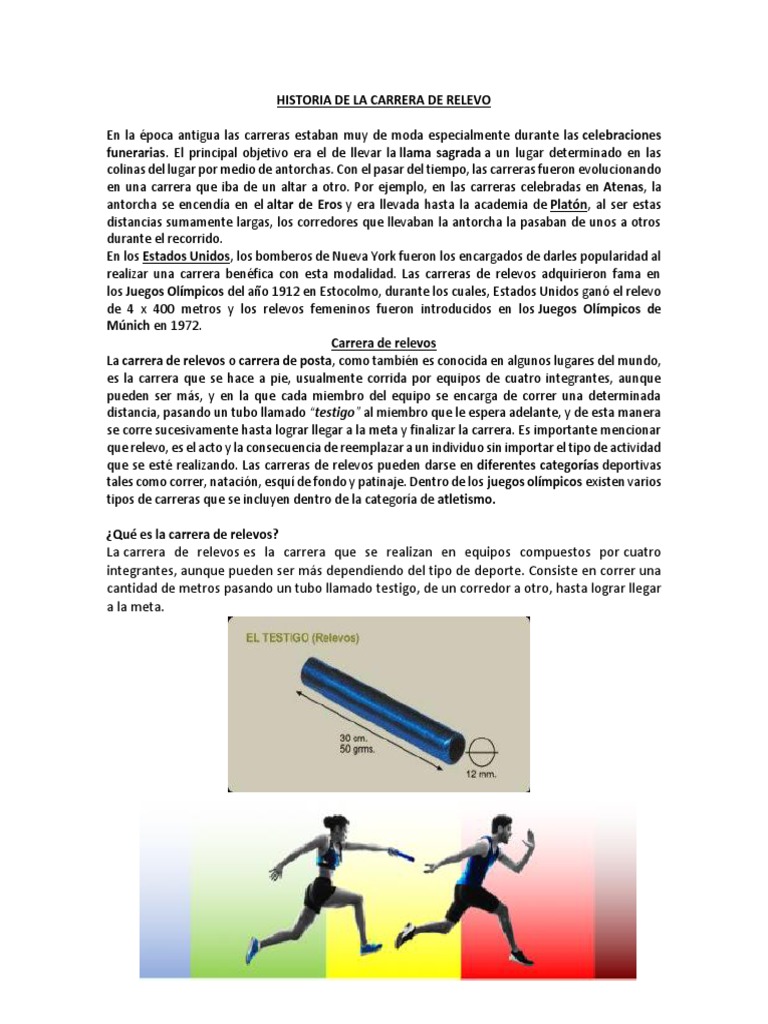 Historia y características de la carrera de relevos | PDF