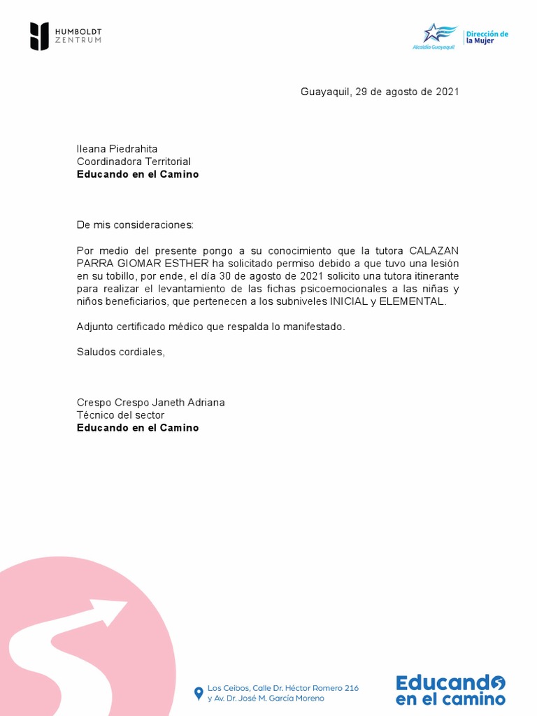 Solicitud Reemplazo Tutora Itinerante... | PDF