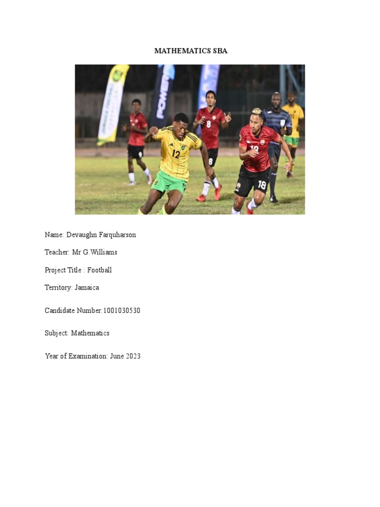 Mathematics Sba | PDF | Association Football | Mean